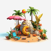 Summer 3D Model Isolated Background Mockups :: Behance